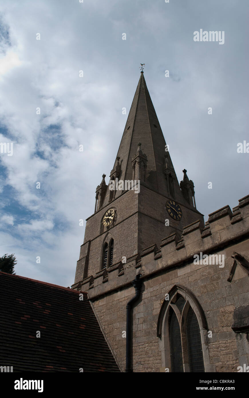 Spire of St Mary's Church, Edwinstow where legend has it Robin Hood and ...