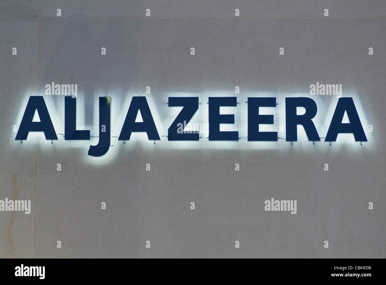 The logos of the new Al Jazeera English Channel on its new HQ building ...