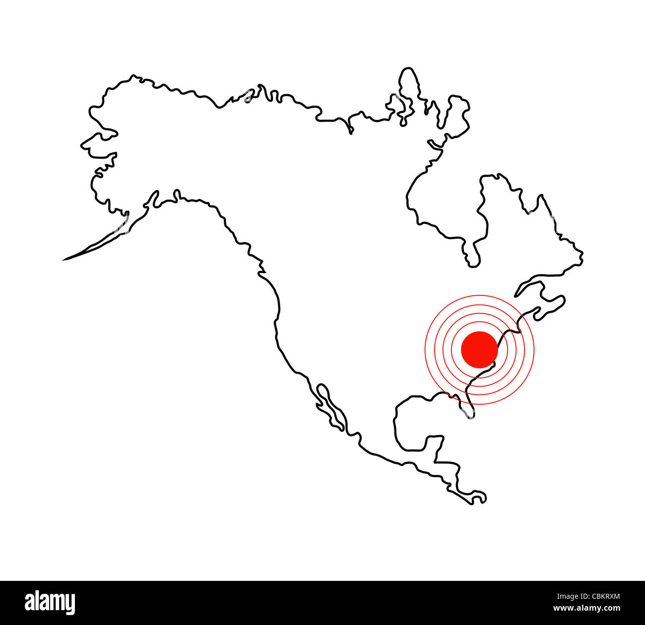 North America earthquake, map of continent on white Stock Photo - Alamy