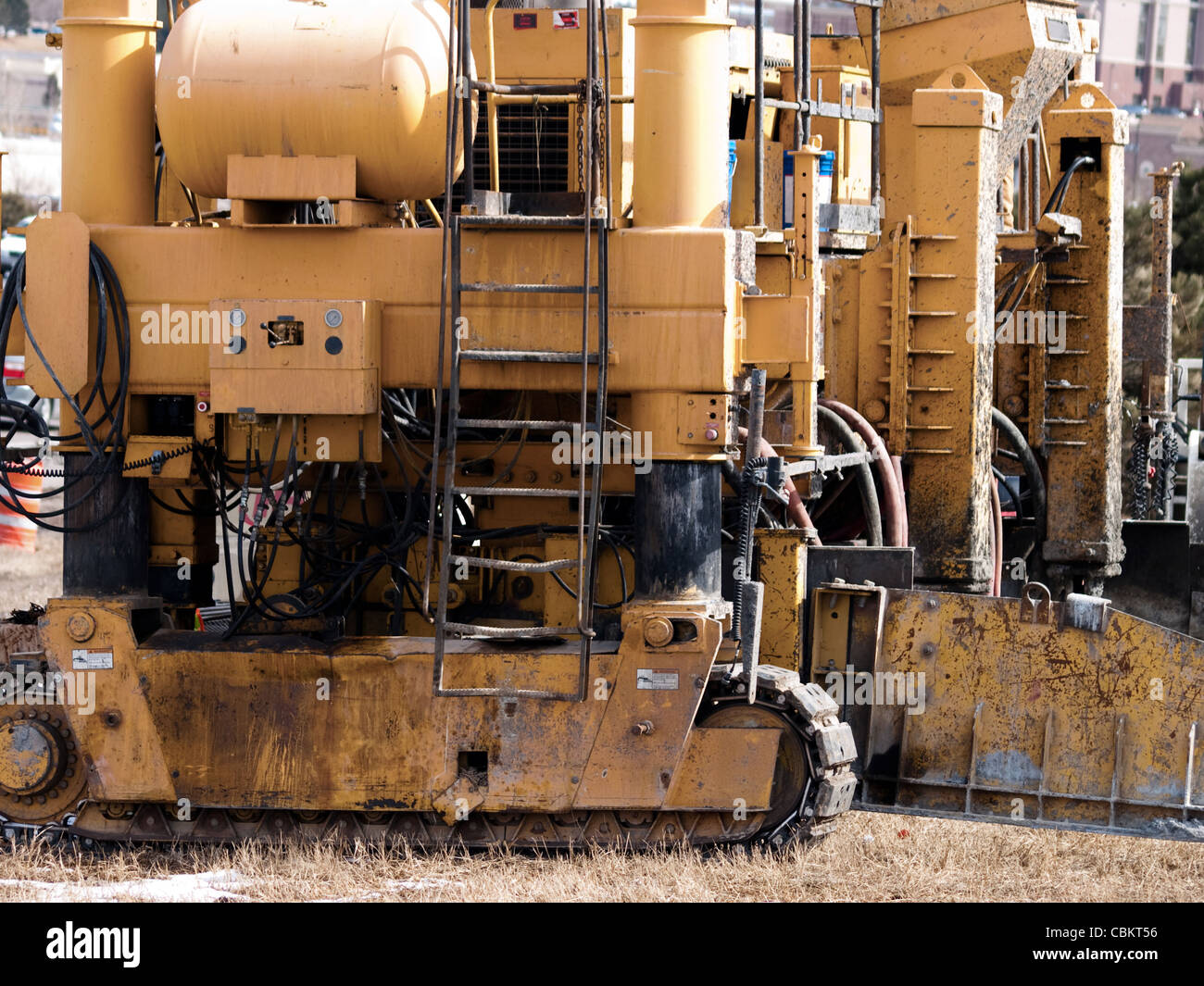 Heavy industrial road machinery used to build and repair streets Stock ...