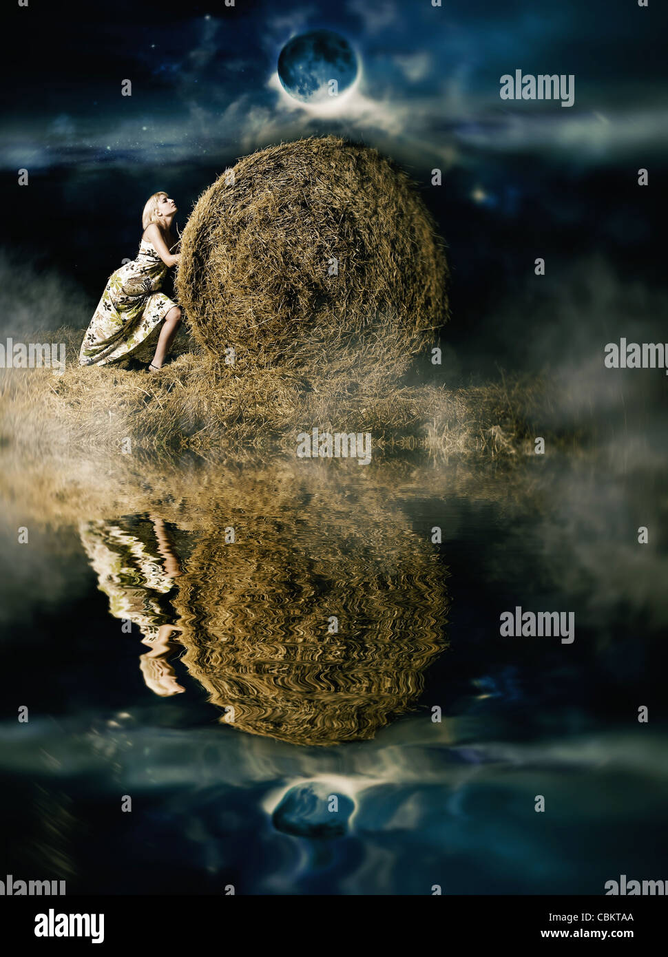 Night field rolling stack Stock Photo - Alamy