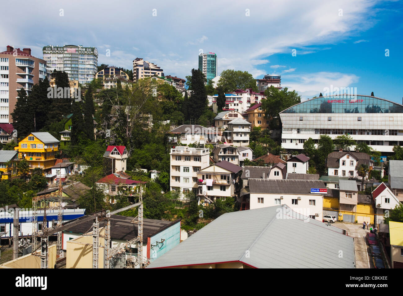 Russia, Black Sea Coast, Sochi, elevated view of town Stock Photo - Alamy