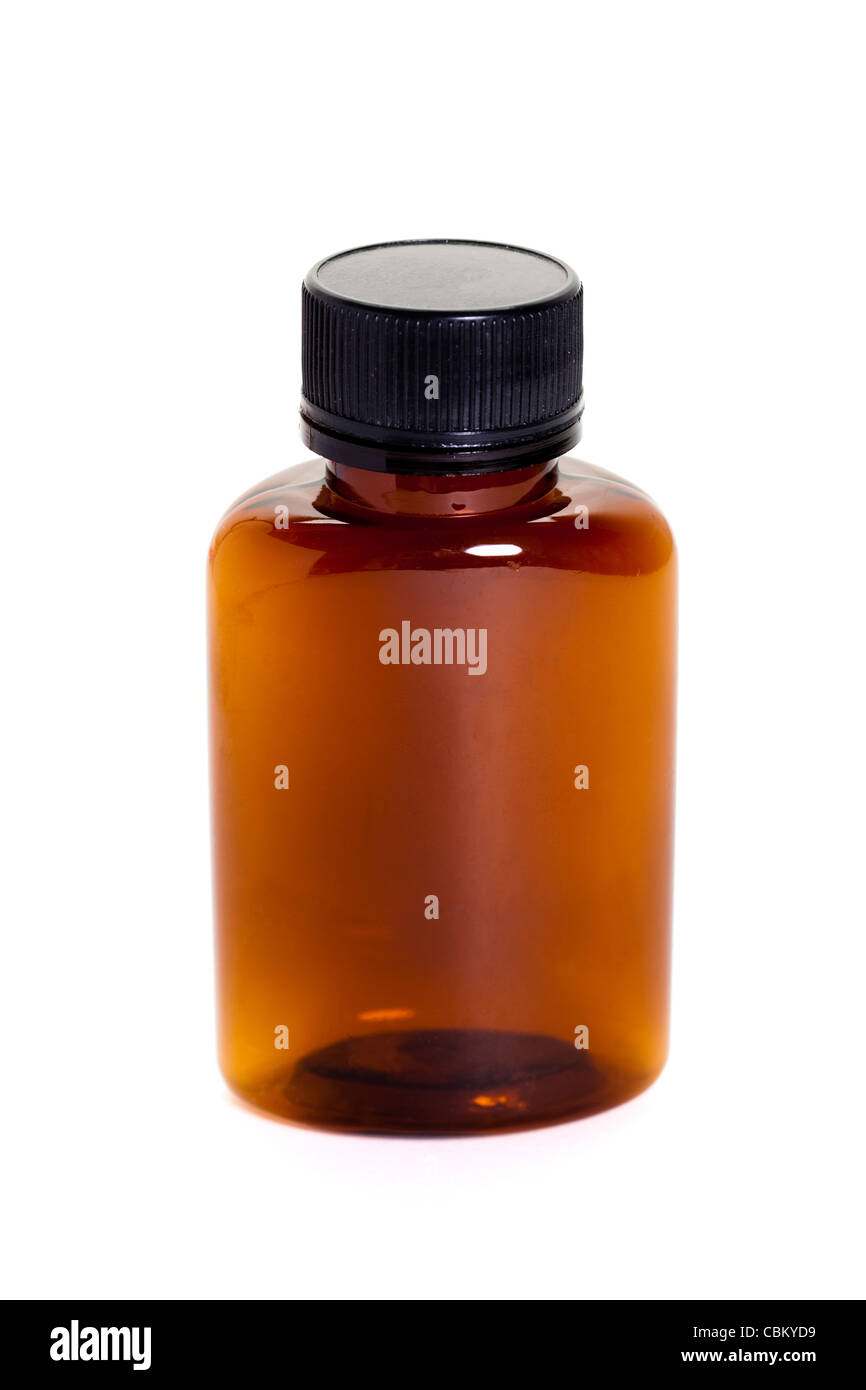 Brown Plastic Bottle with white background Stock Photo - Alamy