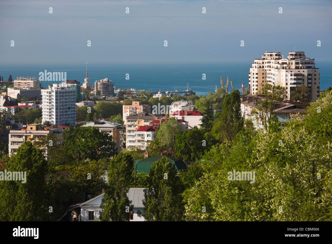 Russia, Black Sea Coast, Sochi, elevated city view from Vinogradnaya ...