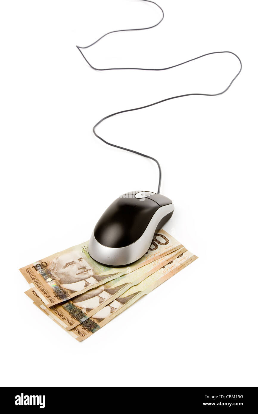 computer mouse and canadian dollar, online shopping Stock Photo - Alamy