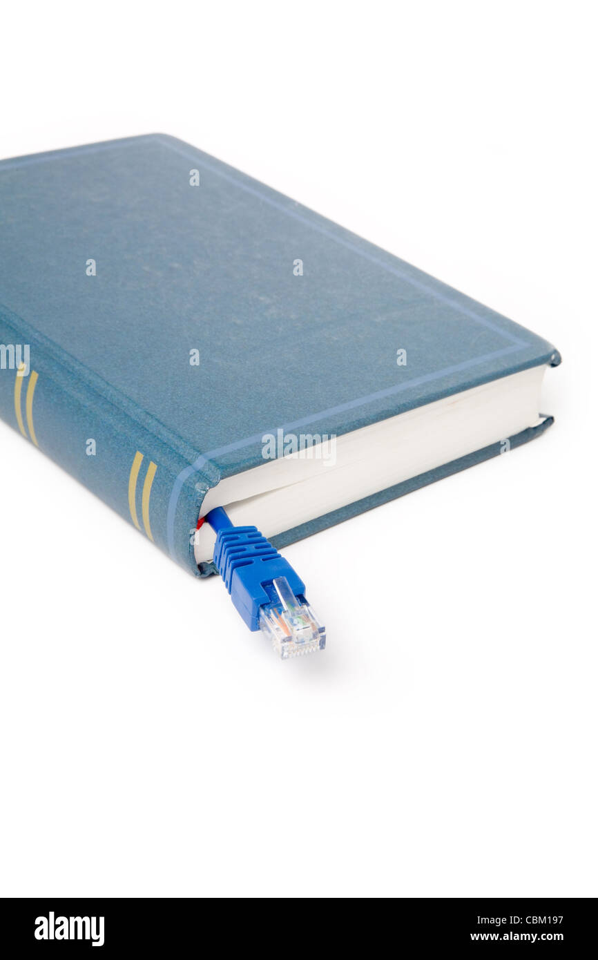 Network cable and book, concept of online education Stock Photo - Alamy