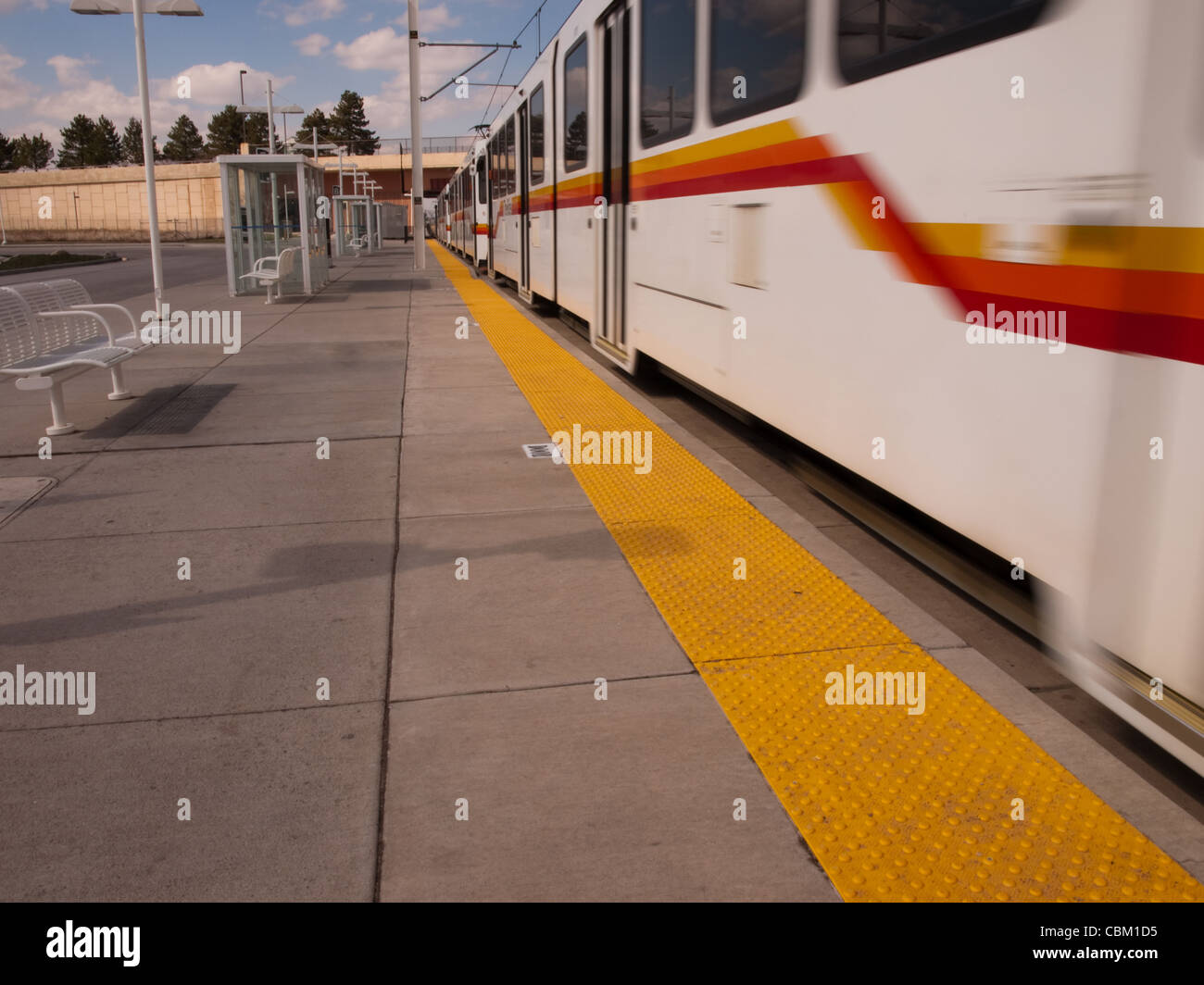 Light rail stop in Denver Stock Photo - Alamy