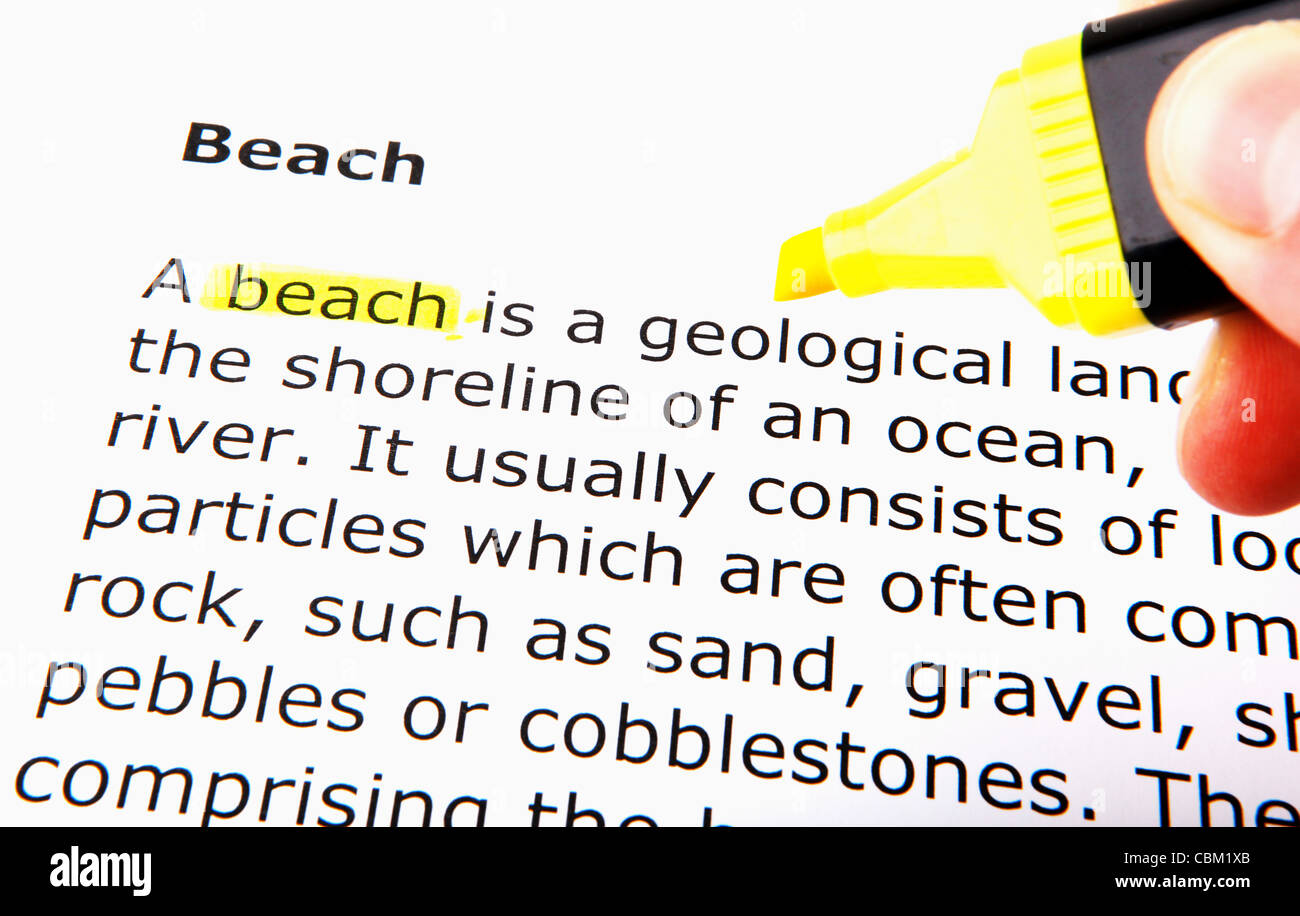 Text highlighted in color with felt tip pen Stock Photo - Alamy