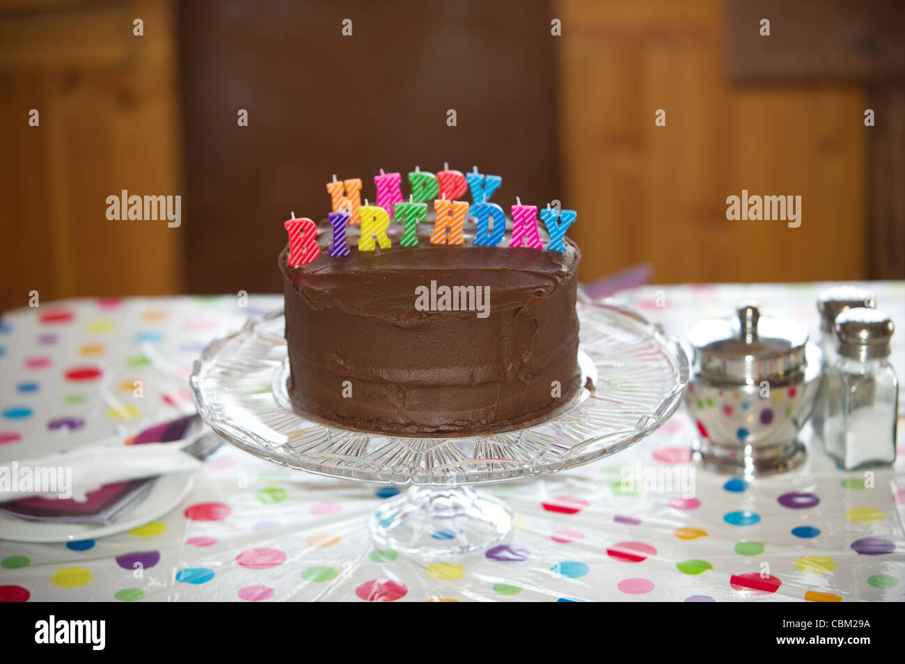 Chocolate Birthday Cake Stock Photo - Alamy