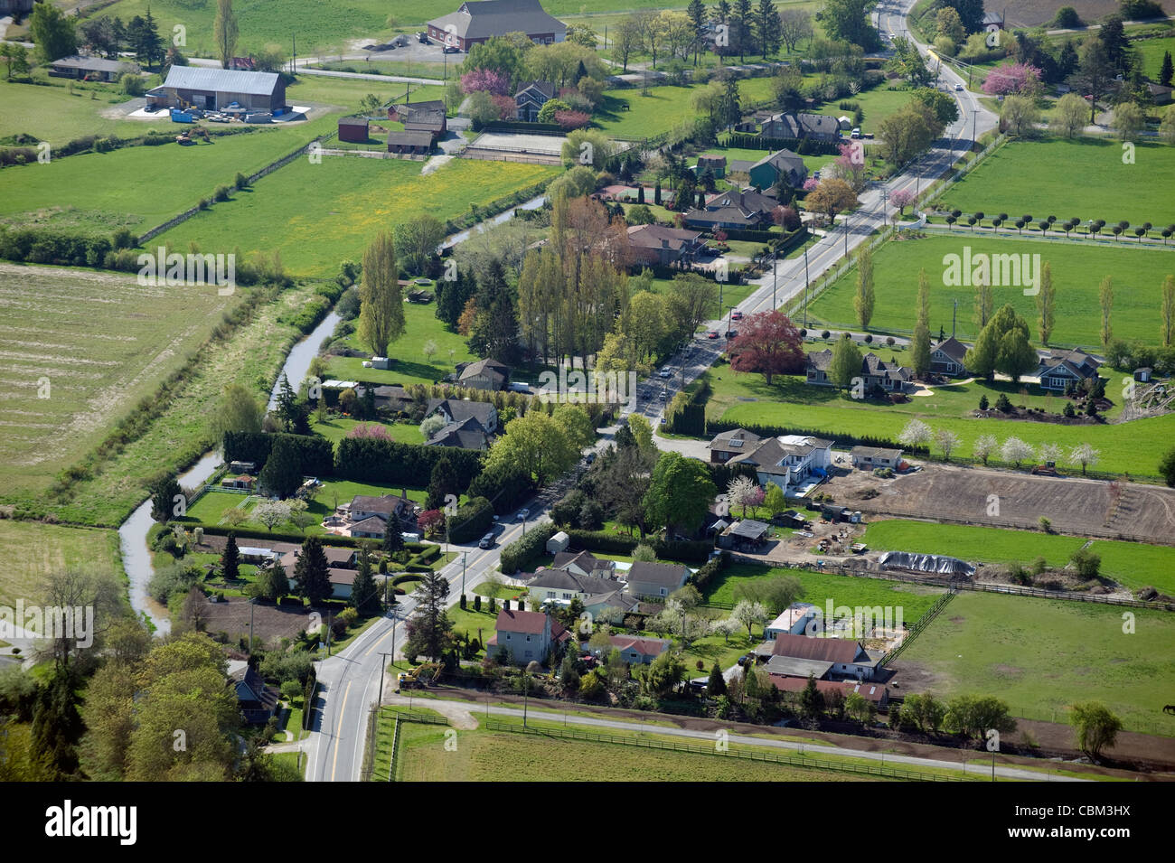 Village with fields and gardens Stock Photo - Alamy