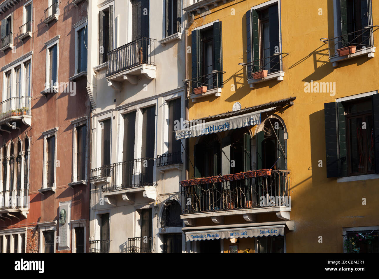 The colorful facades of buildings in Venice, Italy, December 2011 Stock ...