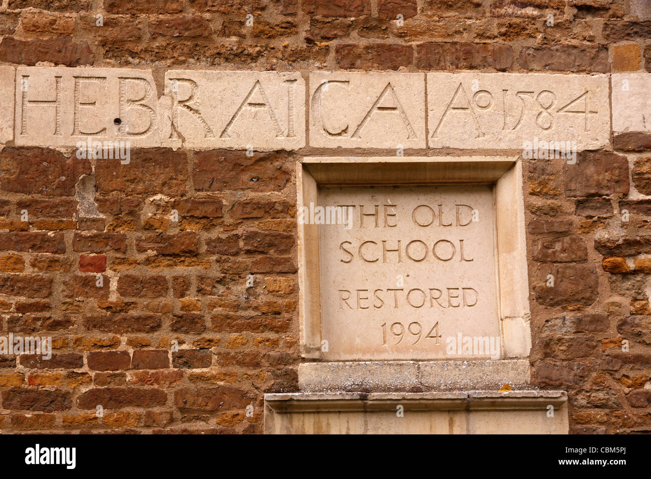 Carved stone masonry sign on the "The Old School" building, Oakham ...