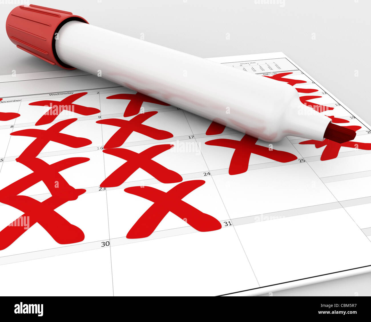 3D render of a marker marking the date on a calender Stock Photo - Alamy