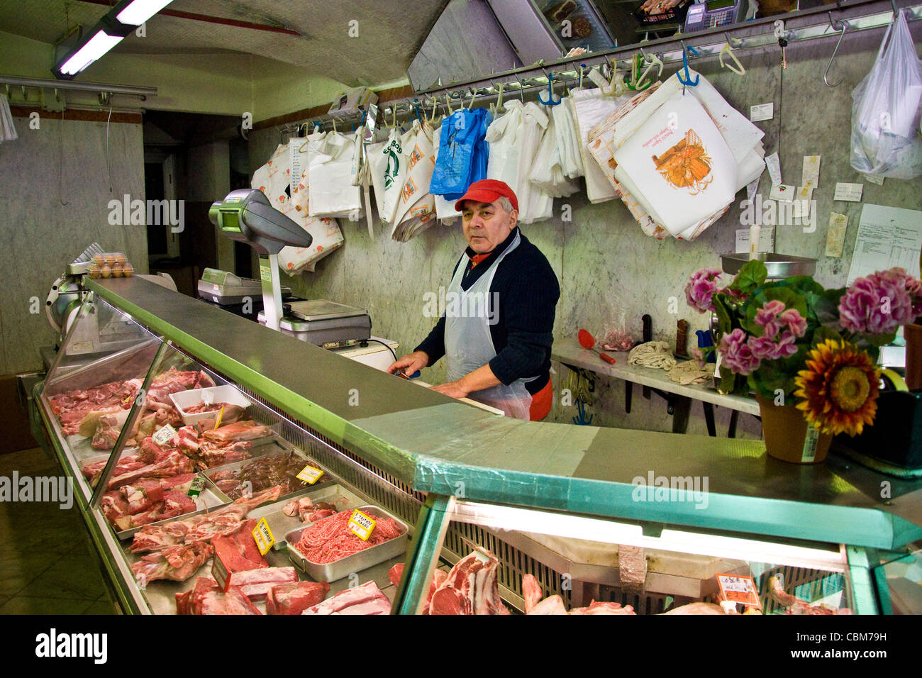 Butcher's shop, Genoa, Liguria, Italy Stock Photo - Alamy