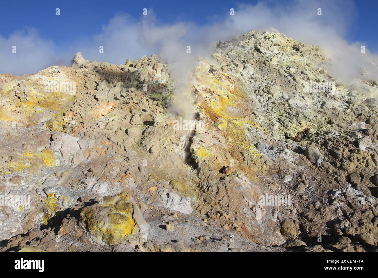 June 25, 2011 - Fumaroles with sulphur deposits. Flank of Bocca Nuova ...