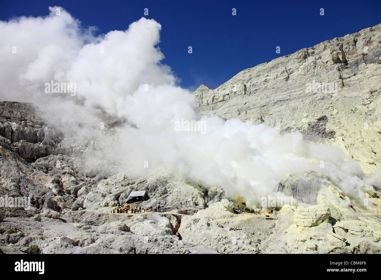 August 13, 2011 - Sulphur mine, Kawah Ijen volcano, Java, Indonesia ...