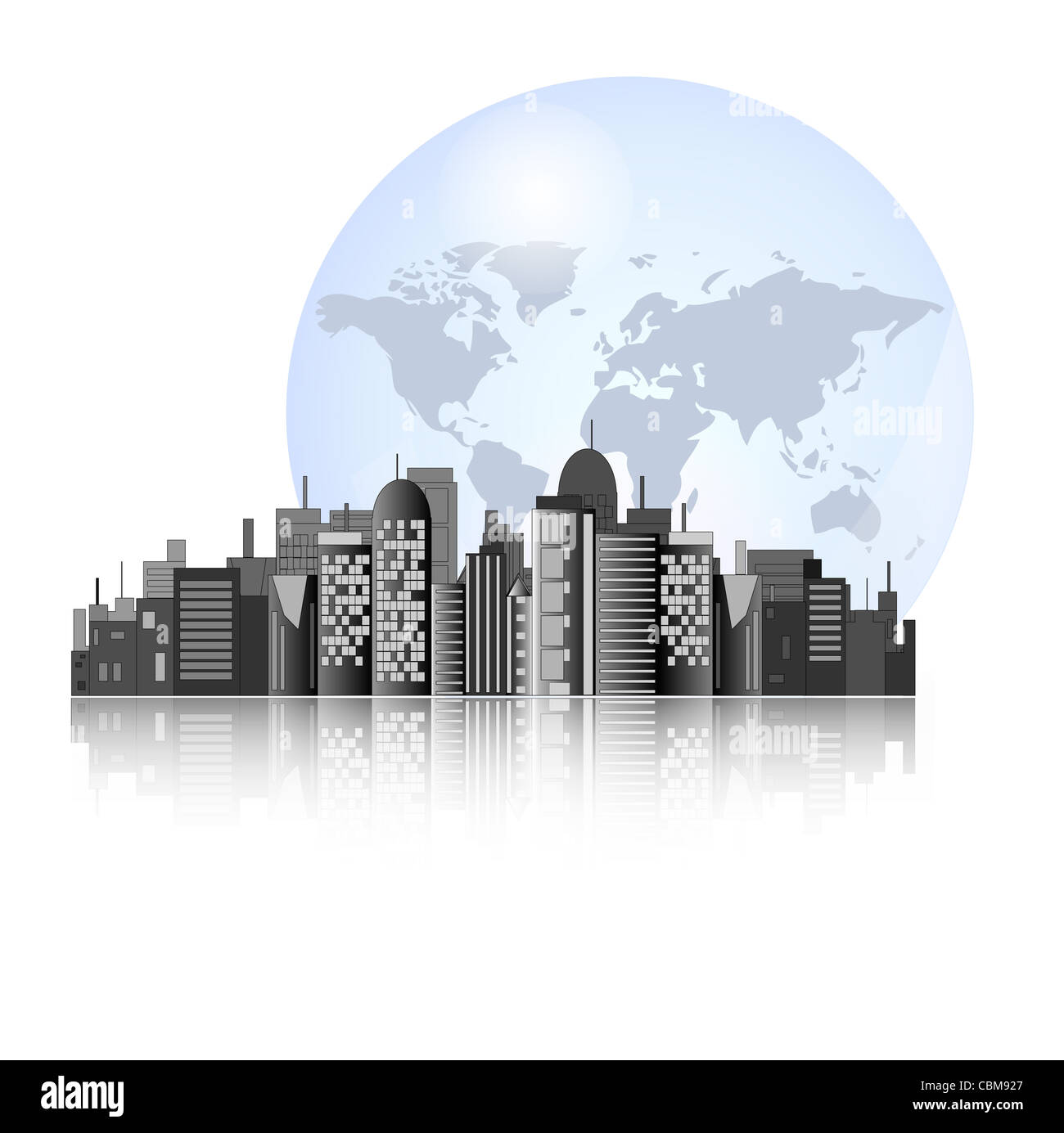 City skyline with earth background for international business Stock ...