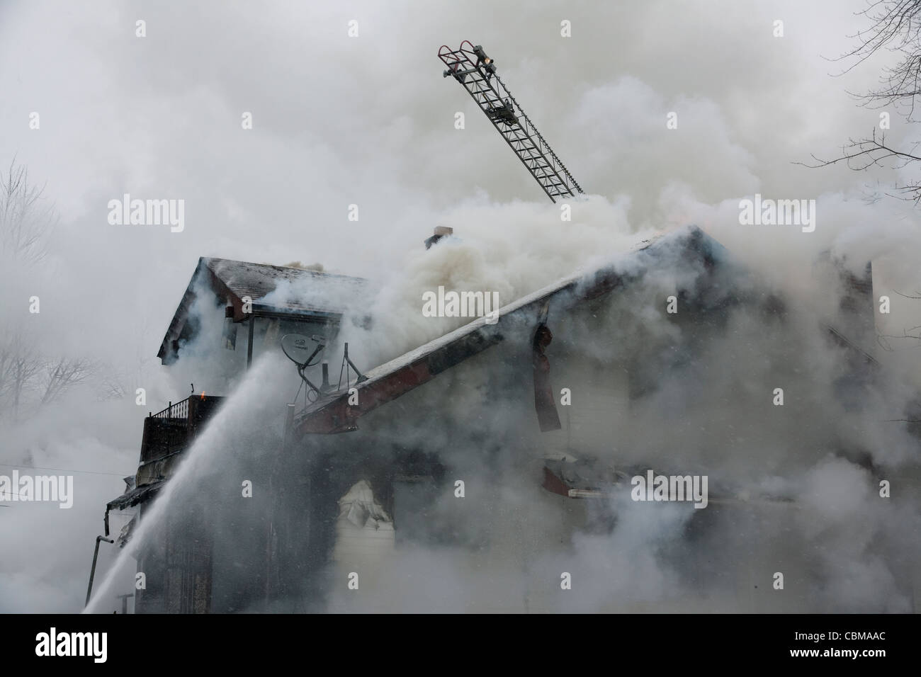 Detroit Fire Department at scene of house fire Detroit Michigan USA ...