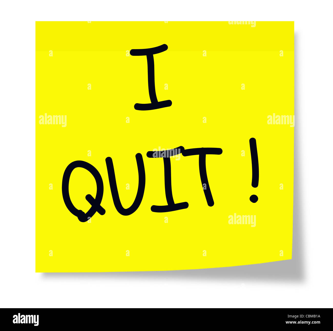 The words I Quit written on a yellow sticky pad of paper written in ...