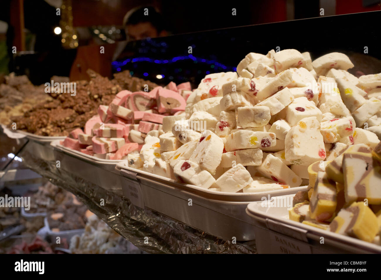 selection of luxury fudge on a continental market stall in belfast ...