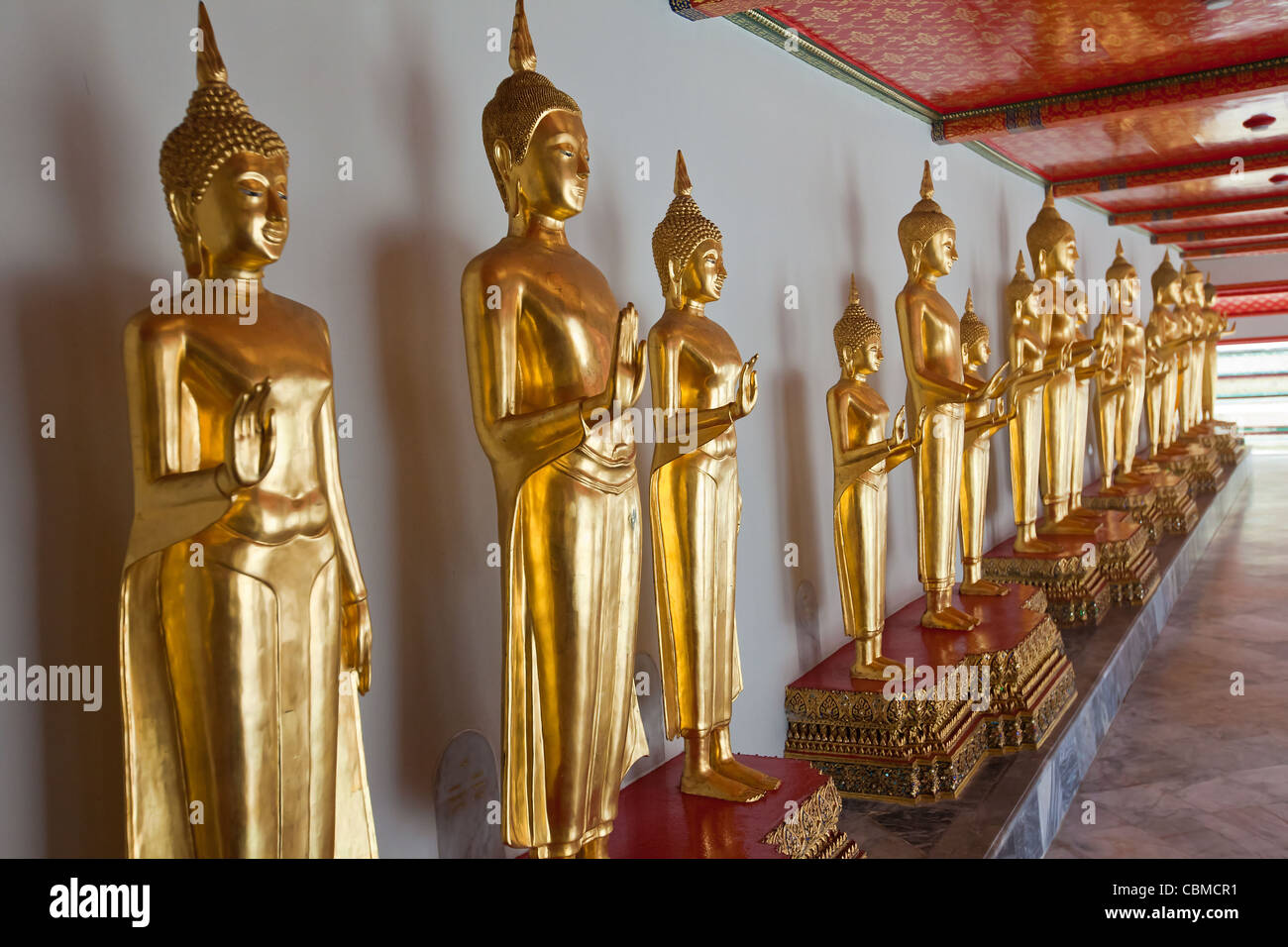 Buddhist golden Buddha Wat Pho complex in Bankok in Thailand rebuilt by ...