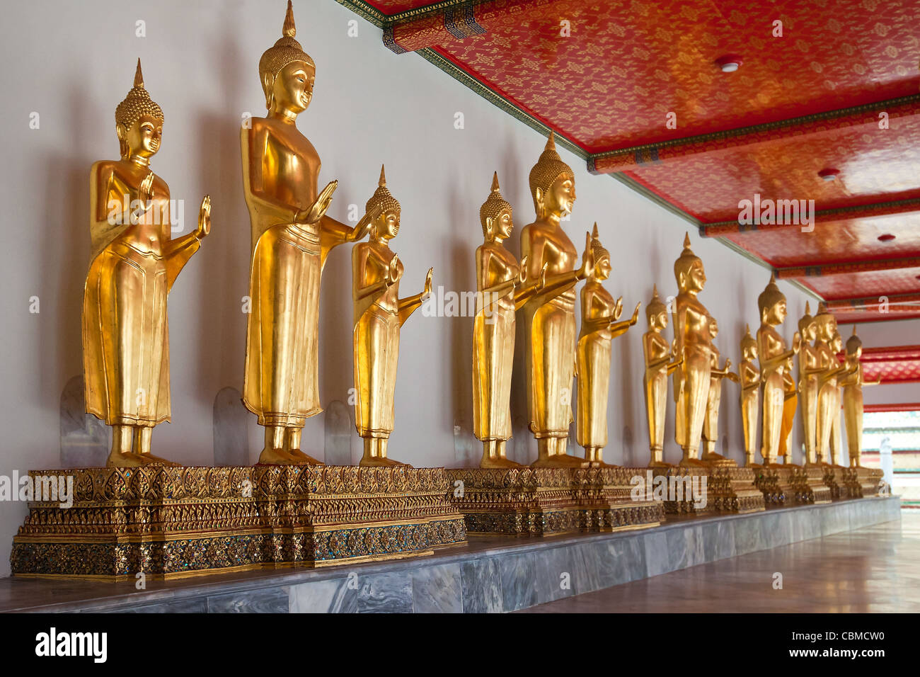 Buddhist golden Buddha Wat Pho complex in Bankok in Thailand rebuilt by ...