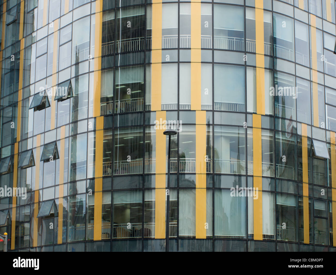 Contemporary building with yellow stipes in Shanghai, China Stock Photo ...