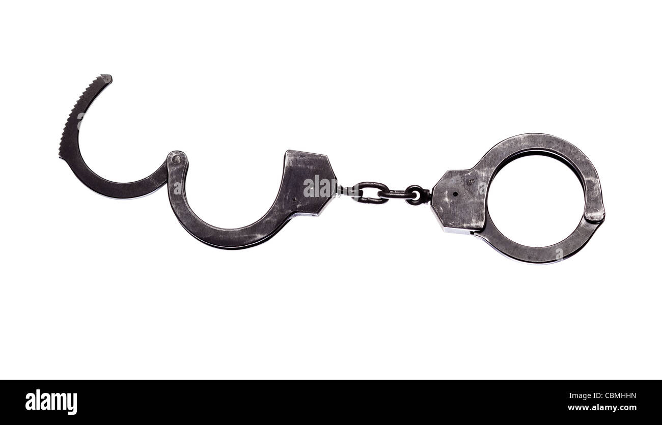 Old used Handcuffs isolated on white background Stock Photo - Alamy