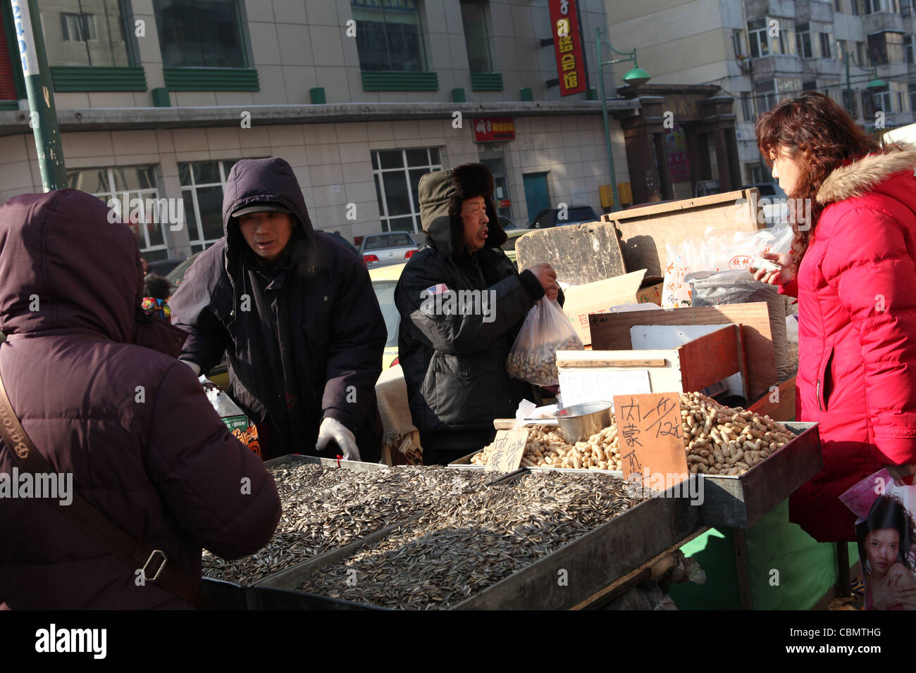 Selling dried seeds and fruits in Harbin street, Harbin, China Stock ...