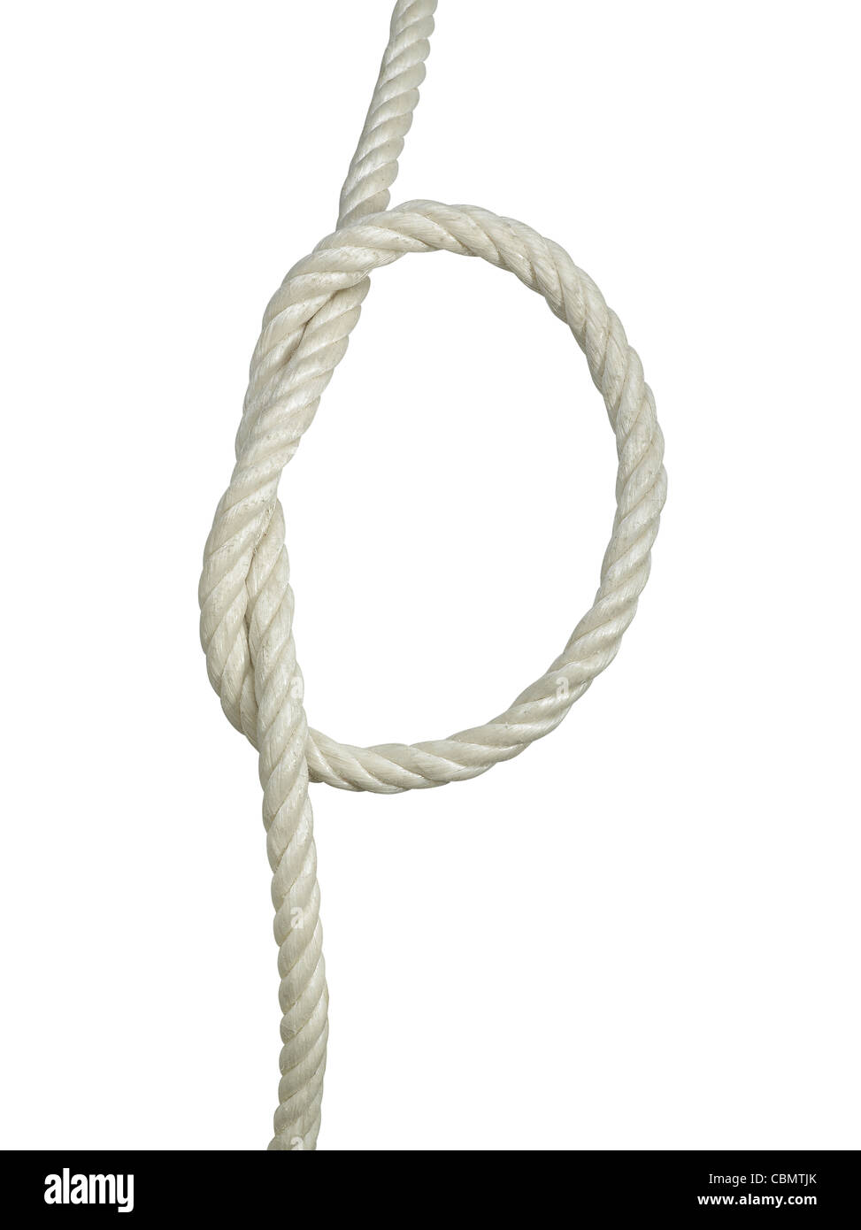 Rope with a knot on white background Stock Photo - Alamy