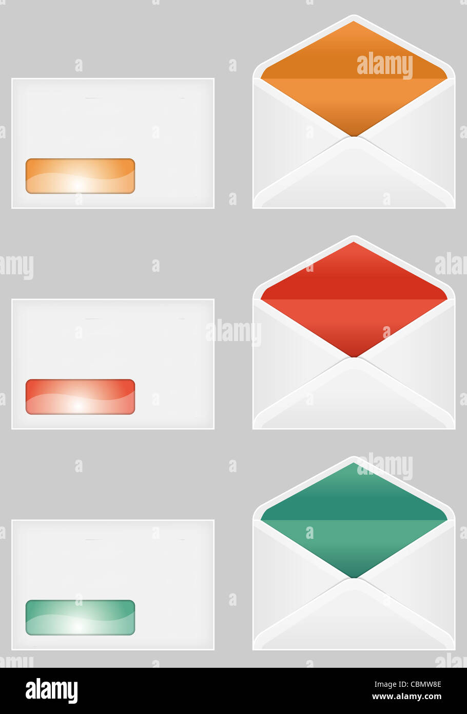 Set of Envelope Open and Closed in Different Colors, vector ...