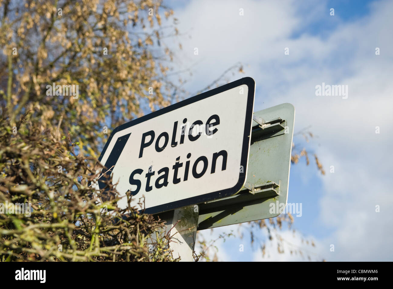 Police Station sign in hedge at Kington Herefordshire England UK Stock ...