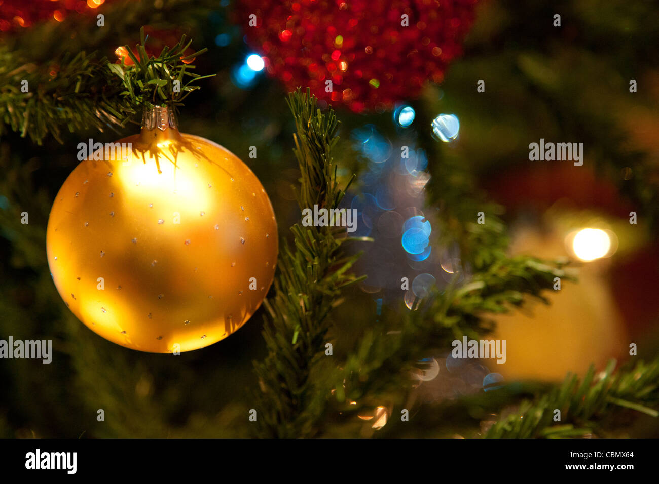 Xmas decor on tree Stock Photo - Alamy