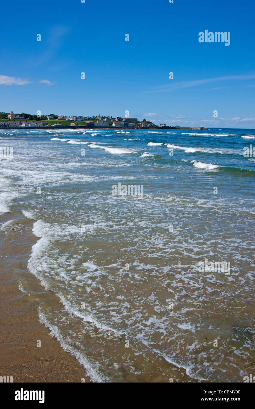 Looking over banff bay to Banff harbour, Moray Firth, Aberdeenshire ...