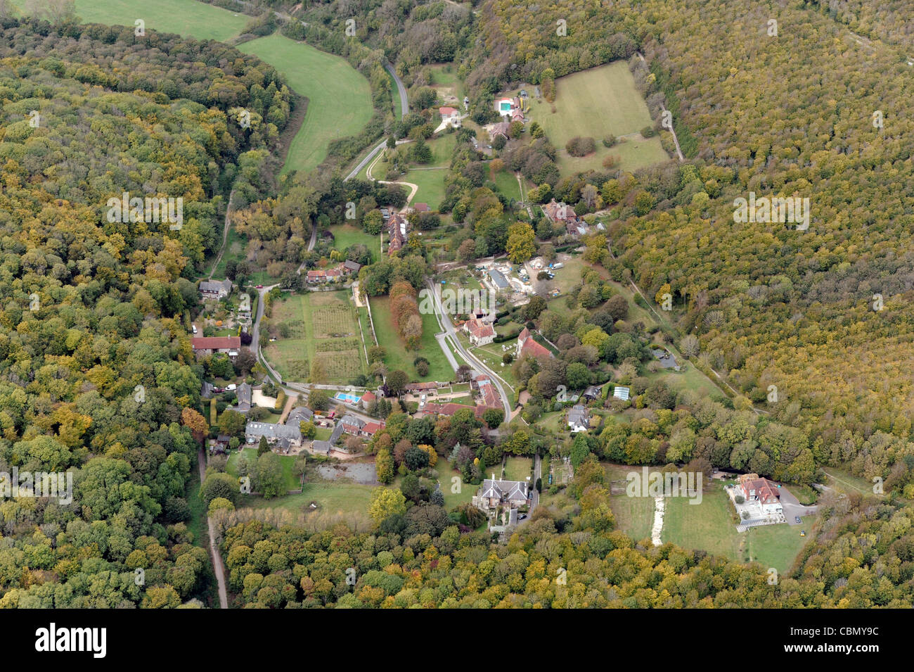 Aerial view of West Dean East Sussex Stock Photo - Alamy