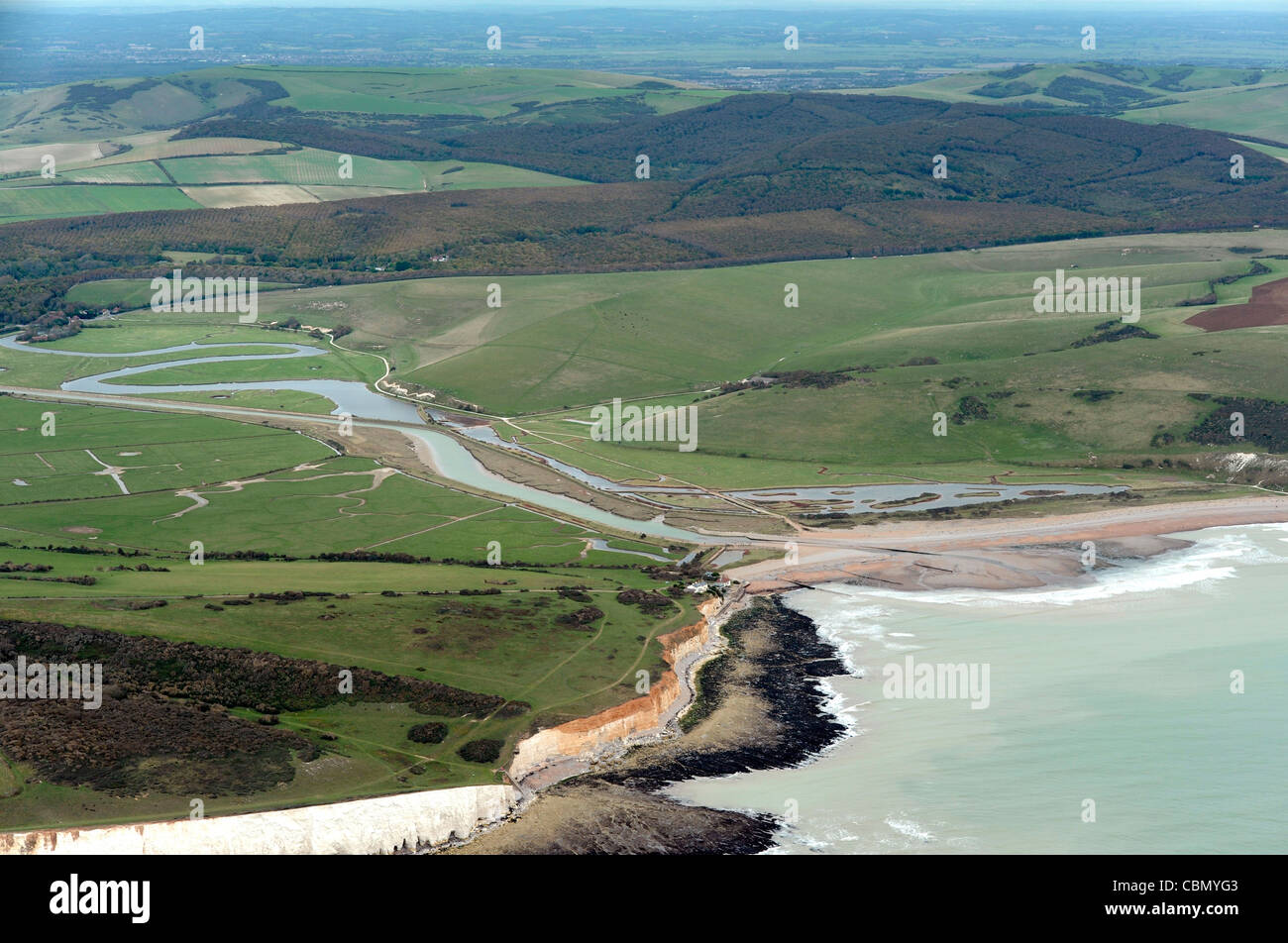 Aerial view of Cuckmere river East Sussex, England Stock Photo - Alamy