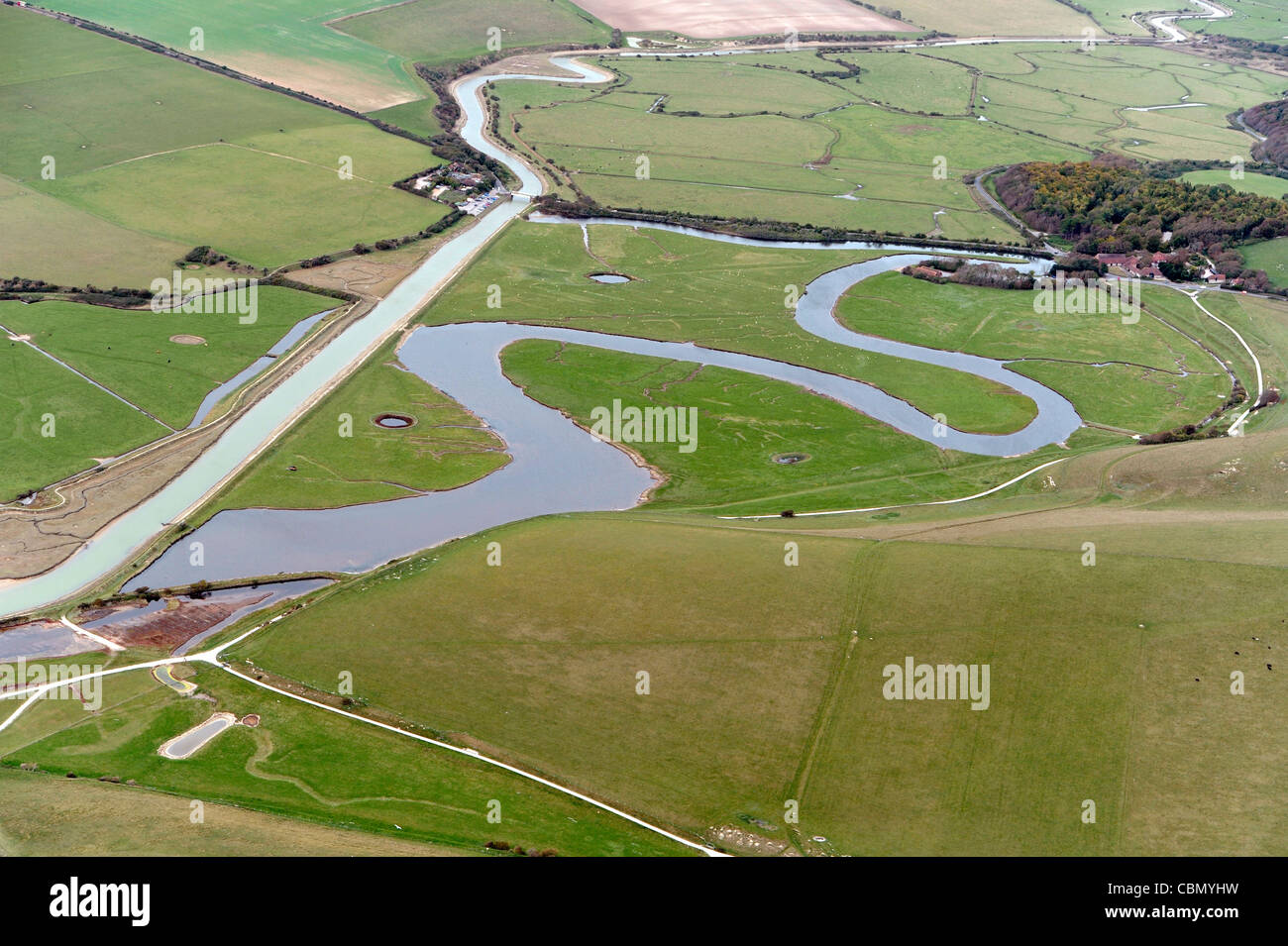 Aerial view of Cuckmere river East Sussex, England Stock Photo - Alamy