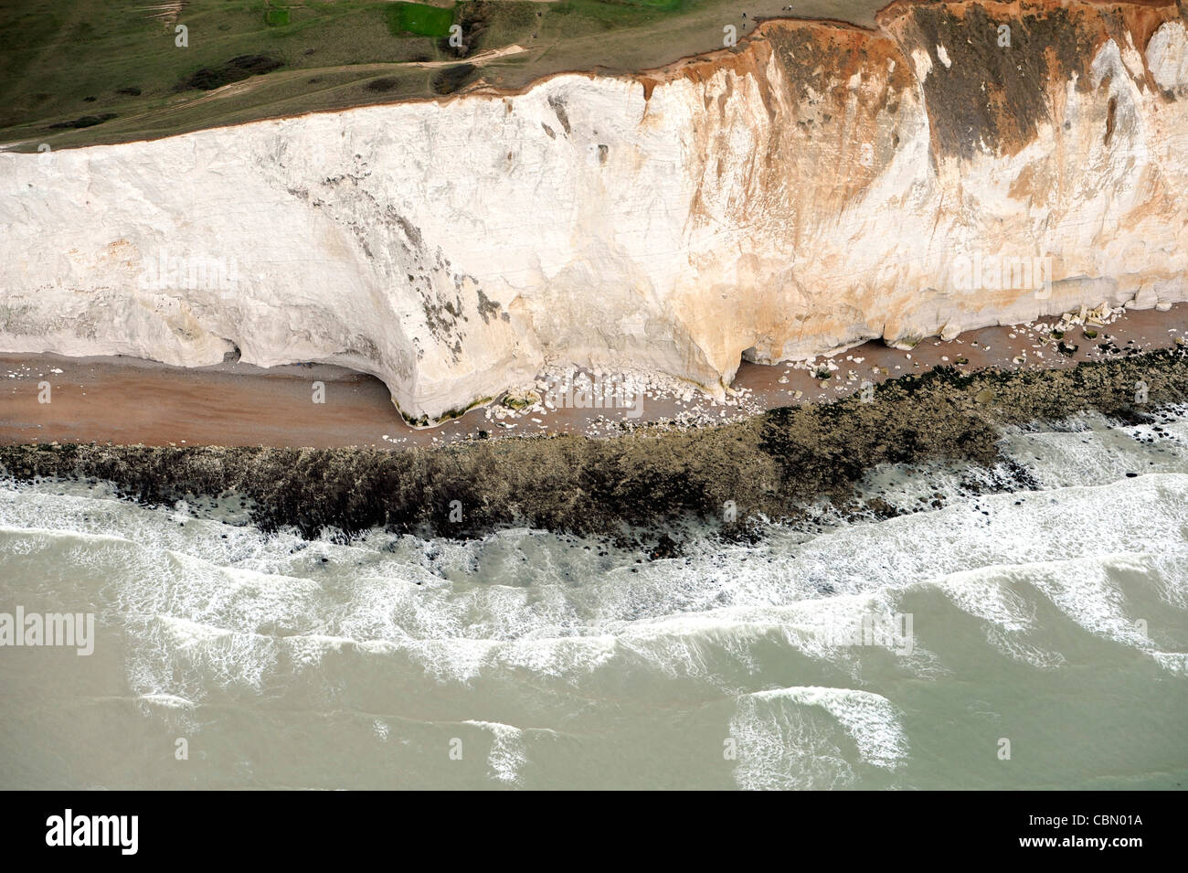 Aerial view of chalk cliffs at Seaford, East Sussex, England Stock ...