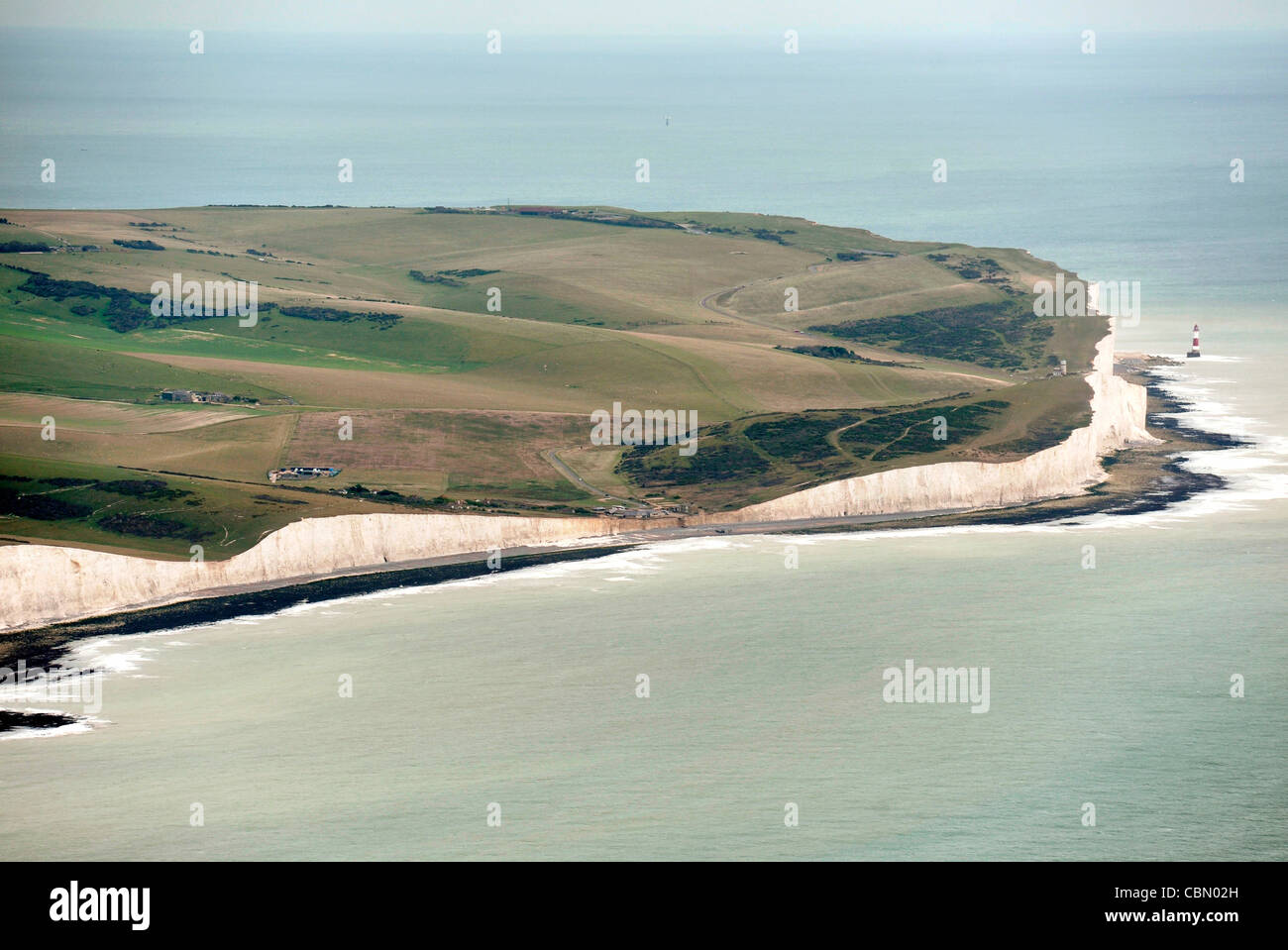 Aerial view of Seven Sisters chalk cliffs East Sussex, England Stock ...