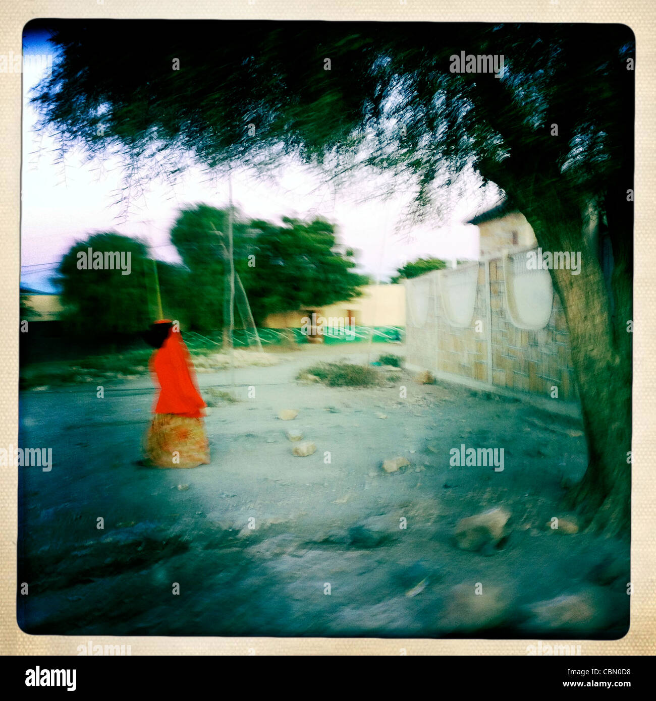 Woman Red Hood In Street Boorama Somaliland Stock Photo - Alamy