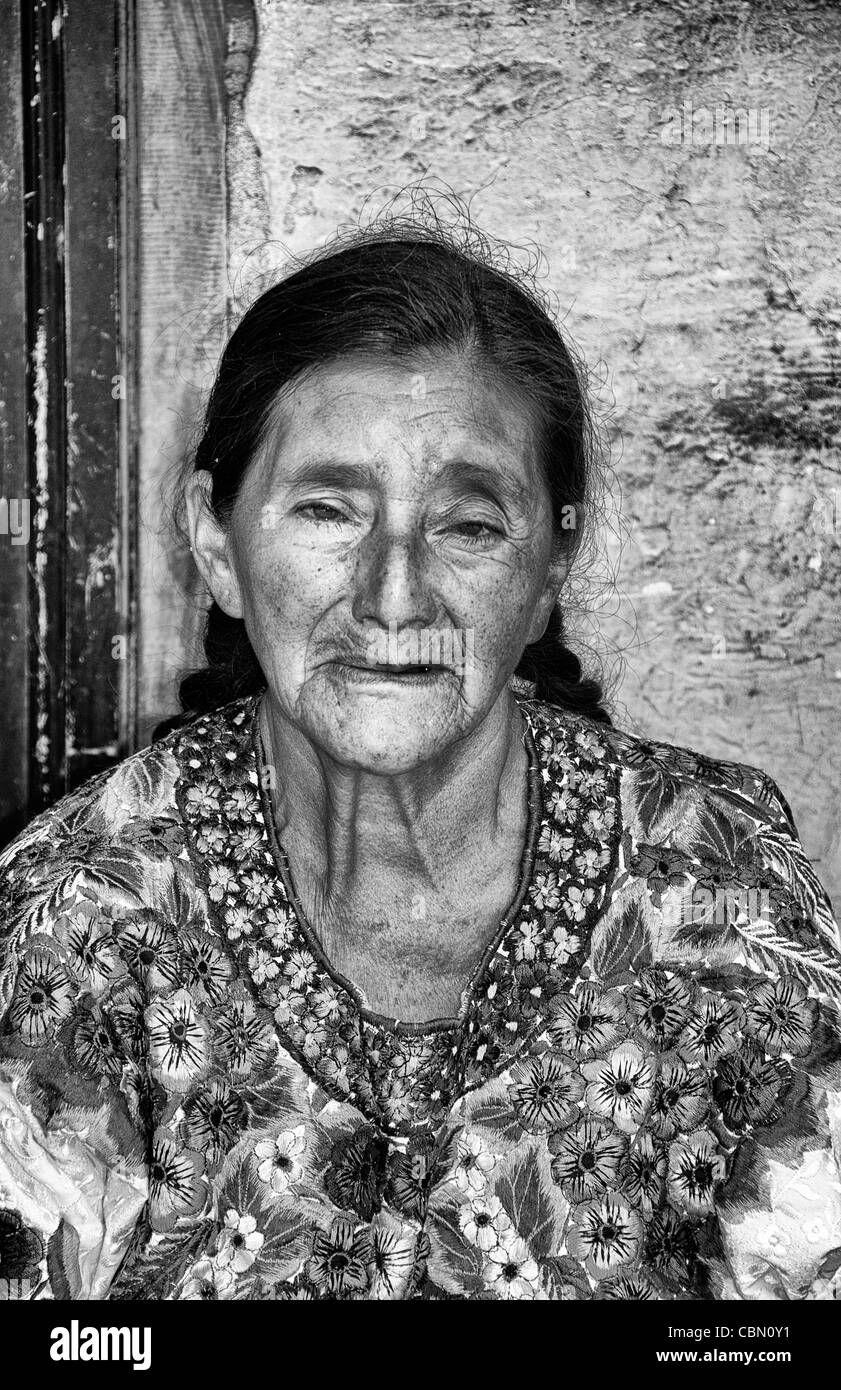 Poor woman portrait in Lake Atitlan village of San Pedro Guatemala in ...