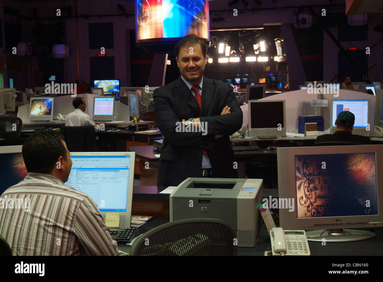 Al Jazeera Television Managing Editor Waddah Khanfar in the newsroom ...