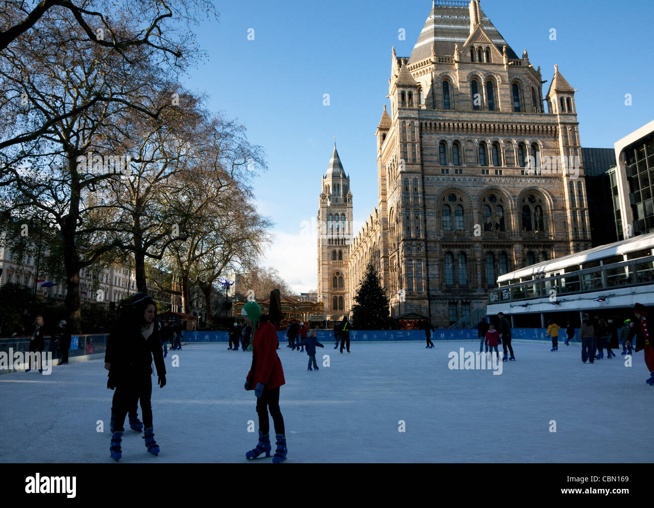 Ice-skating rink at Natural History Museum, London Stock Photo - Alamy