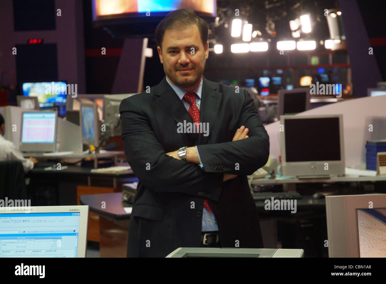 Al Jazeera Television Managing Editor Waddah Khanfar in the newsroom ...