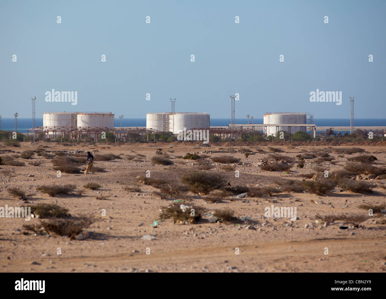 Berbera Port Giant Tanks And Sea Berbera Somaliland Stock Photo - Alamy