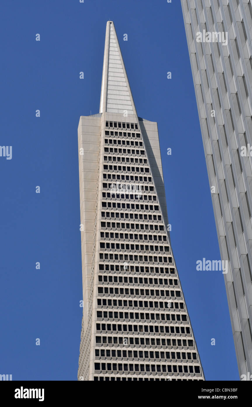 The upper portion of the Transamerica Tower in the heart of San ...