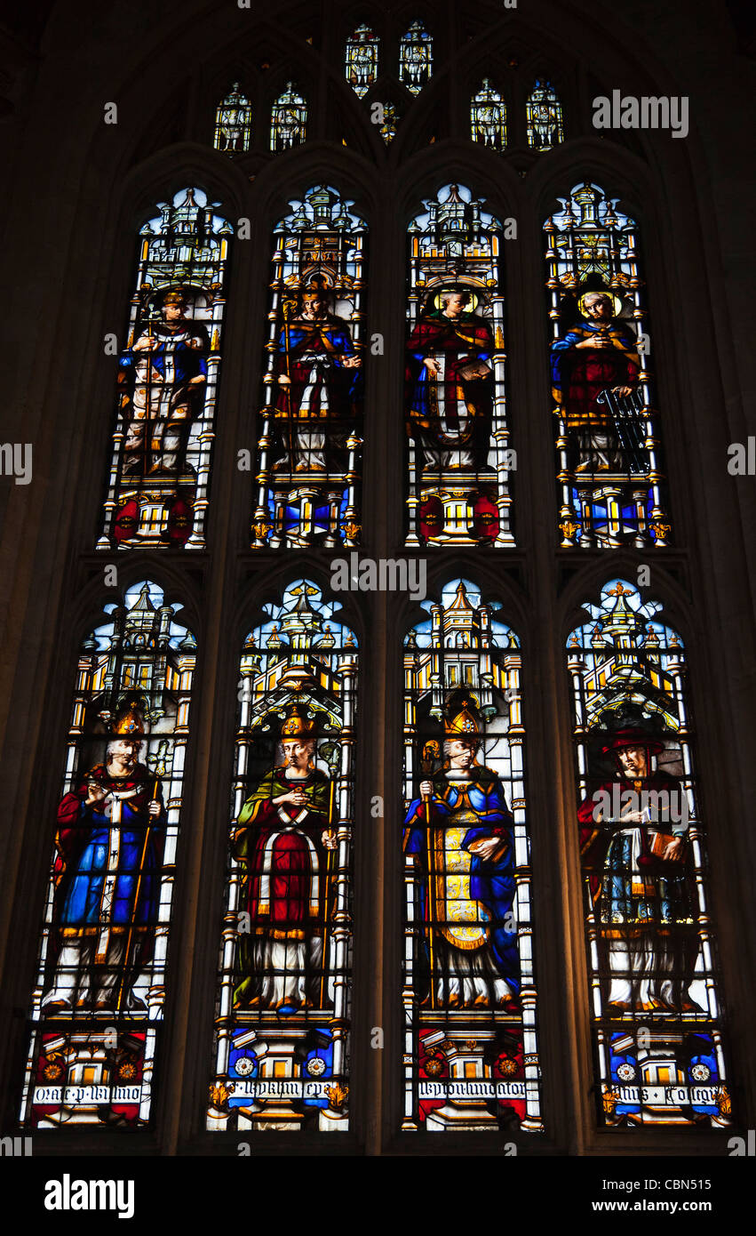 Beautiful stained glass window, Chapel of New College Oxford 9 Stock ...