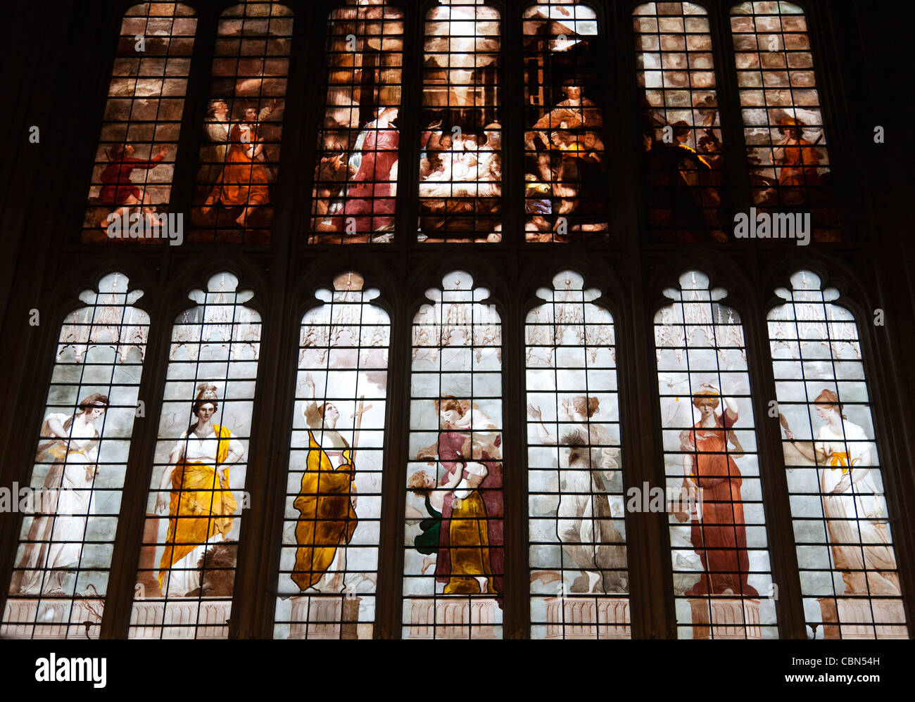 Beautiful stained glass window, Chapel of New College Oxford Stock ...