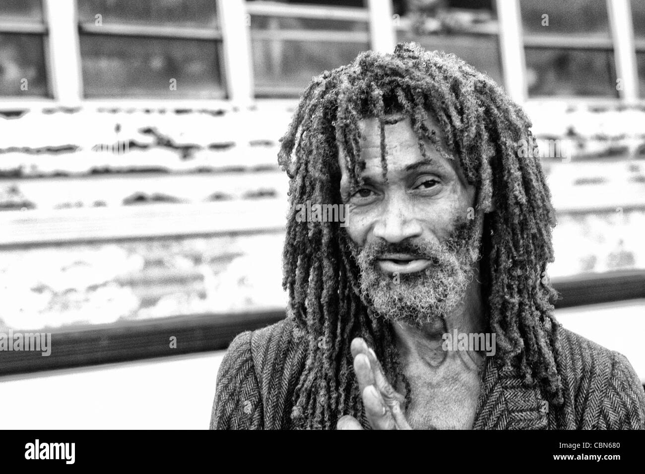 Colorful portrait of native man with dreadlocks in Belize Stock Photo ...