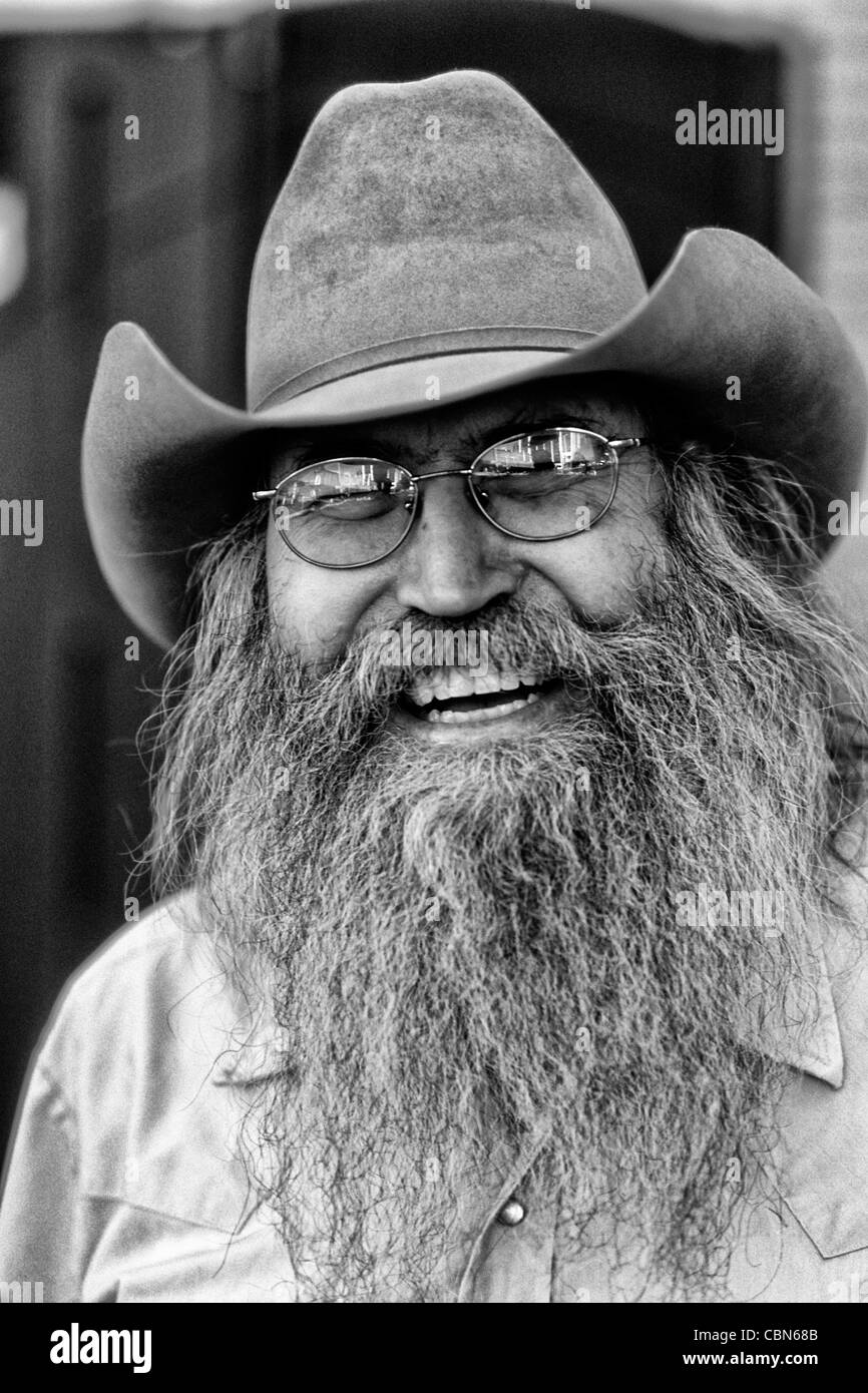 Abstract portrait of cowboy with gray beard in Billings Montana Stock ...
